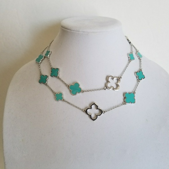 RACHEL'S ACCESSORIES | Jewelry | 36 Long Silver With Turquoise Clover ...